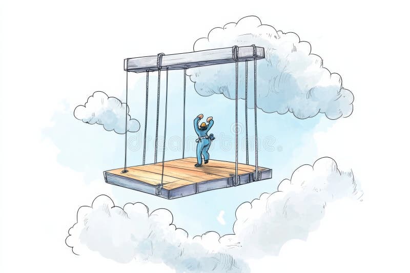 Doodle of a Bungee Jumping Platform with a Person Preparing for the ...