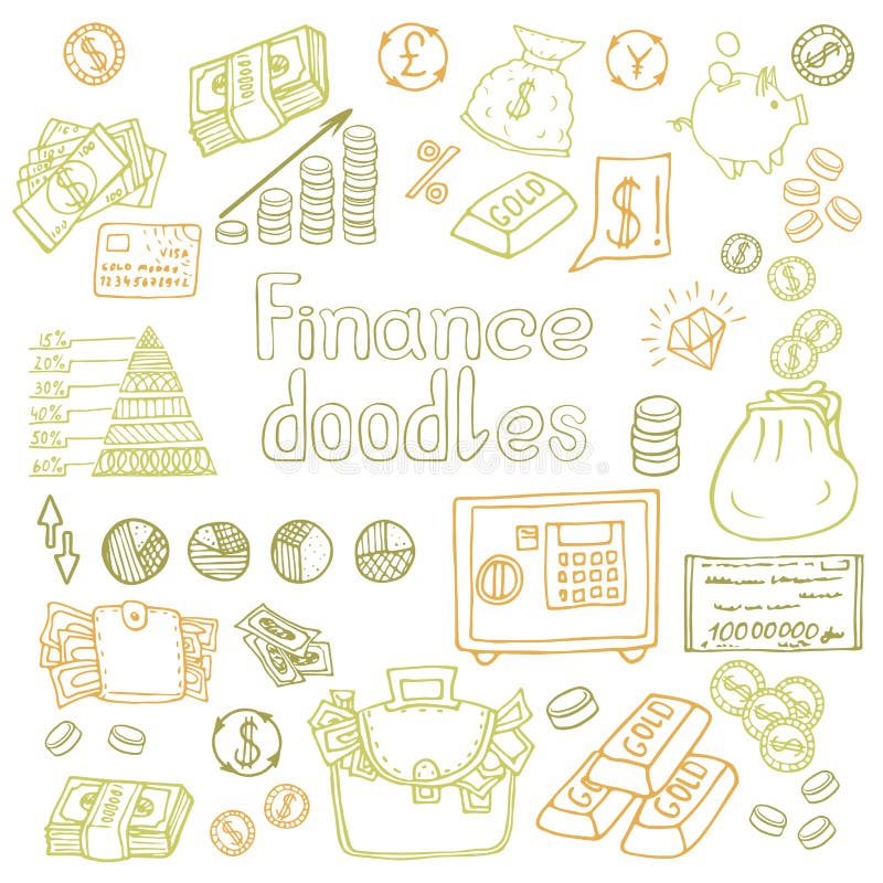Doodle Business and Finanse Isolated. Vector Illustration. Stock Vector ...