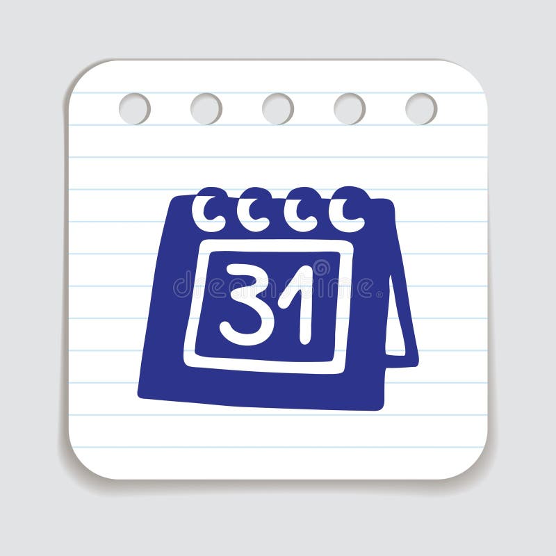 Doodle Calendar Schedule Icon Hand Drawn with Blue Pen on a Notepaper ...