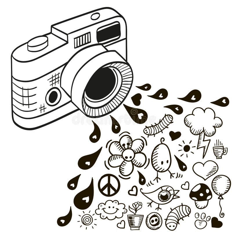 Doodle camera stock vector. Illustration of fashion, hipster - 48024833