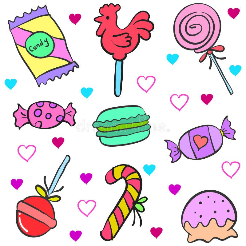 Doodle of Candy Colorful Style Stock Vector - Illustration of birthday ...