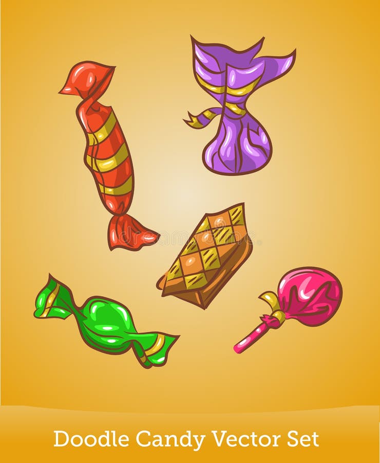 Doodle Candy Set Isolated on White Background. Vector Stock Vector ...
