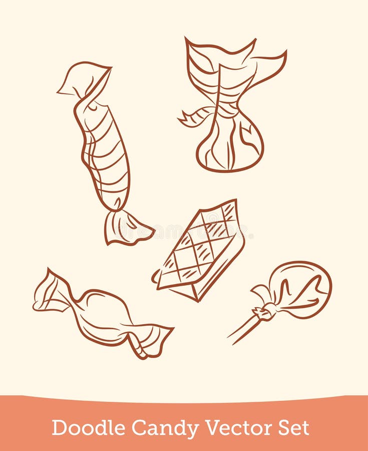 Doodle Candy Set Isolated on White Background. Vector Stock Vector ...