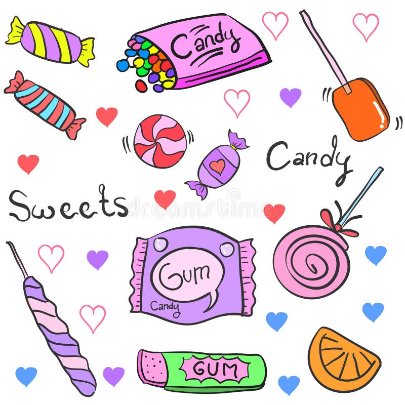 Doodle of Candy Various Cartoon Style Stock Vector - Illustration of ...