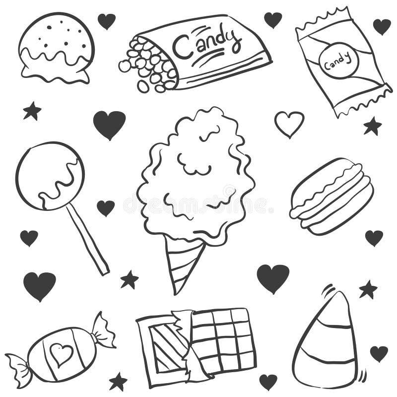 Doodle of Candy Various Hand Draw Stock Vector - Illustration of ...
