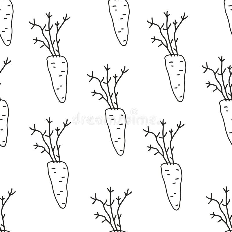 Doodle Carrots Seamless Pattern Stock Vector - Illustration of vector ...