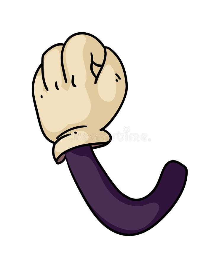 Doodle Cartoon Hand Geballt in Faust Geste Vektor Abbildung ...