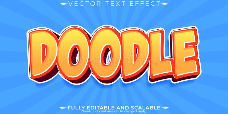 Doodle Cartoon Text Effect, Editable Sketch and Drawing Customizable ...