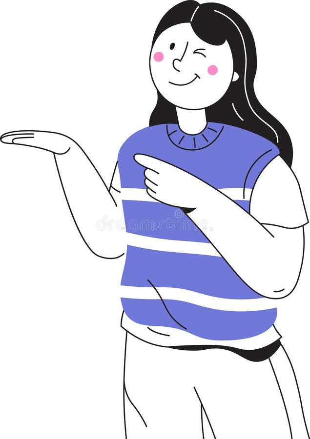 Doodle Character Blinking Girl Stock Illustration - Illustration of ...