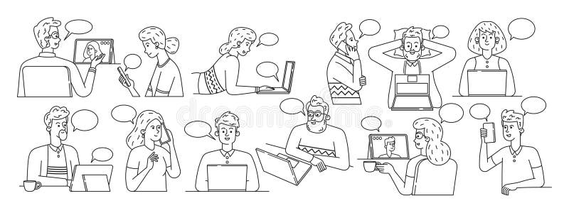 Doodle Characters Engaged in Online Communication Using Different ...