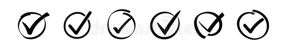 Doodle Check Marks in Circle. Brush Stroke Tick Stock Vector ...