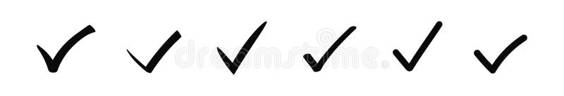 Doodle Check Marks Marker Hand Drawn. Brush Stroke Tick Stock ...