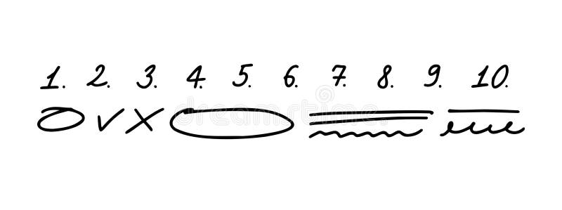 Doodle Checklist Numbering. List of Handwritten Numbers with Dots Stock ...