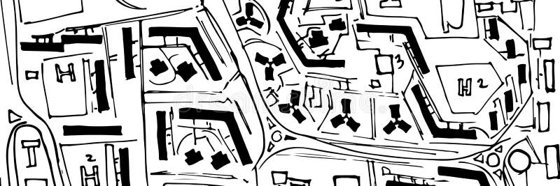 Street city hand drawn map stock vector. Illustration of blueprint ...