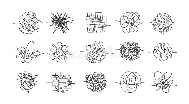 Doodle Clew. Chaos Lines, Hand Drawing Tangled Clew, Insane Mess ...