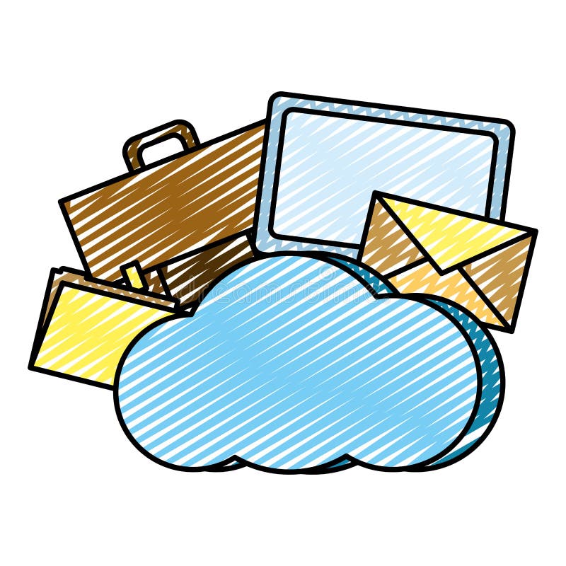 Doodle Cloud Data Network Connection Server Stock Vector - Illustration ...