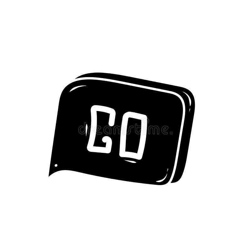 Doodle Cloud Dialog with Word Go. Bubble Speach for Text. Hand Drawn ...