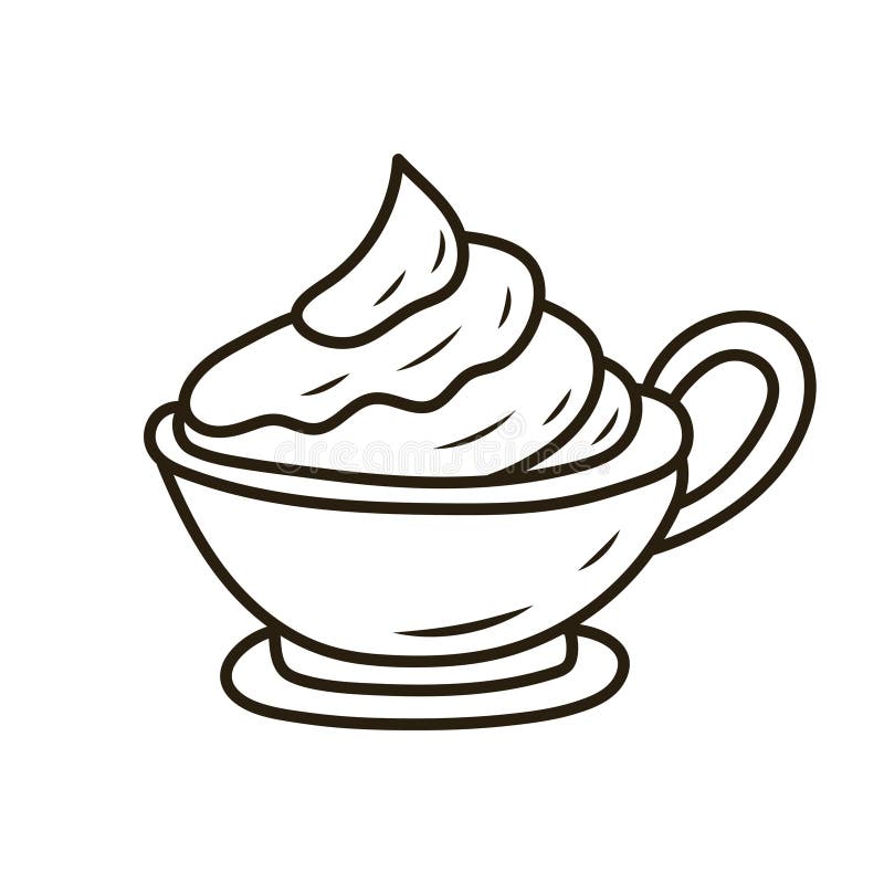 Doodle Coffee Cup with Whipped Cream. Outline Hand Drawn Icon Stock ...