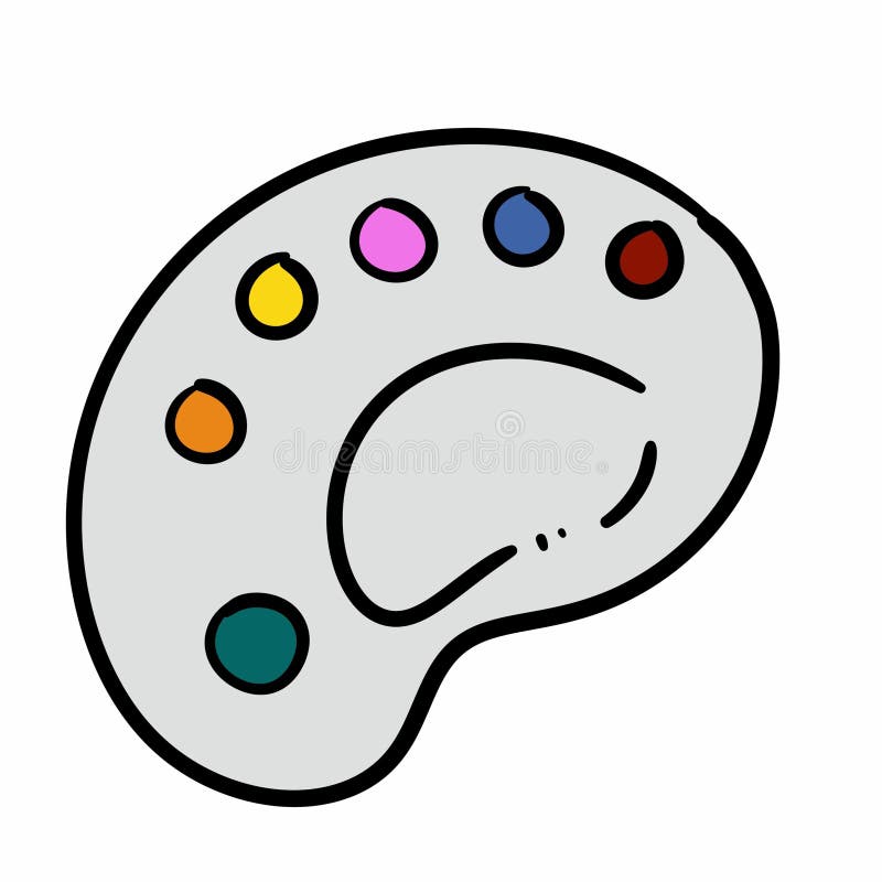 Doodle Color Palette of Paint and Brush Stock Illustration ...