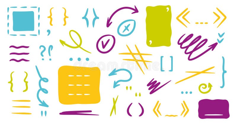 Doodle Color Shapes, Text Box, Parenthesis, Brackets, Punctuation Mark ...