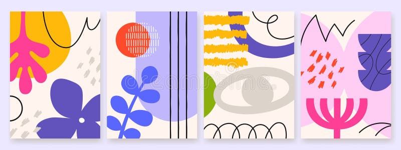 Doodle Colored Shapes Posters, Fun Trends Pattern. Modern Graphic ...