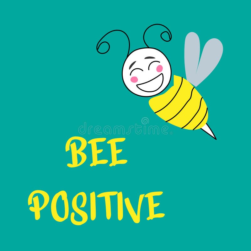 Doodle Comic Character Positive Bee Stock Vector - Illustration of ...