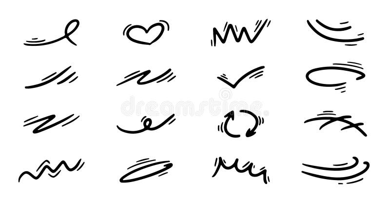 Doodle Comic Movement Effect Set. Hand Drawn Effect Manga Elements Set ...