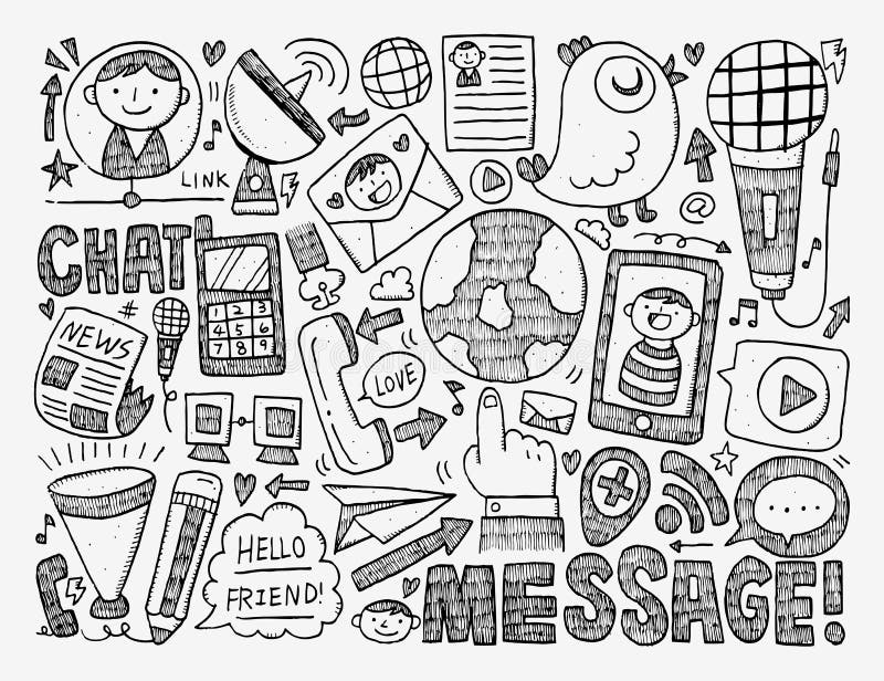 Doodle Communication Background Stock Vector - Illustration of envelope ...