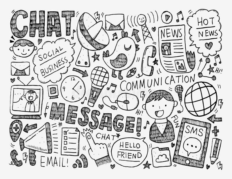 Social Media Doodles stock vector. Illustration of phone - 75571526