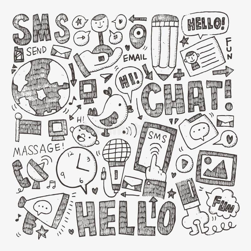 Doodle Communication Background Stock Vector - Illustration of draw ...