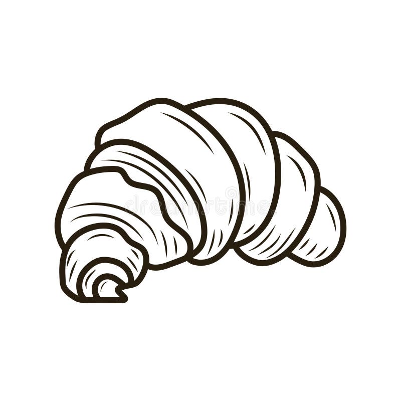 Doodle Croissant. Outline Hand Drawn Icon for Coffee and Bakery Cafe ...