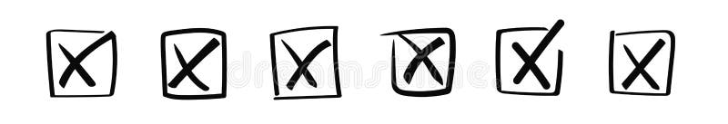 Doodle Cross in Square Box. Brush Stroke Cross Tick in Square Stock ...