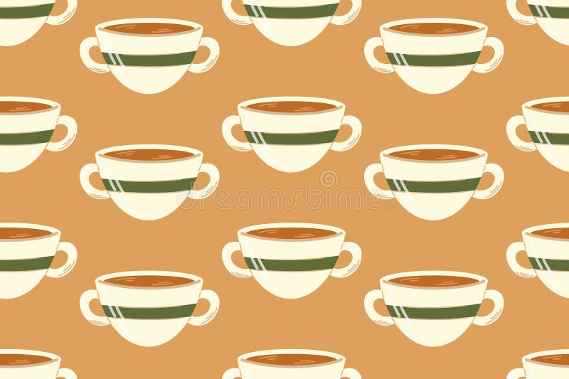 Doodle Cup of Hot Cartoon Tea or Coffee, Vector Seamless Flat Pattern ...