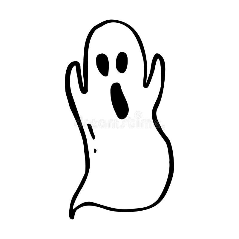 Doodle Cute Ghost. Halloween Print Black on White Stock Vector ...