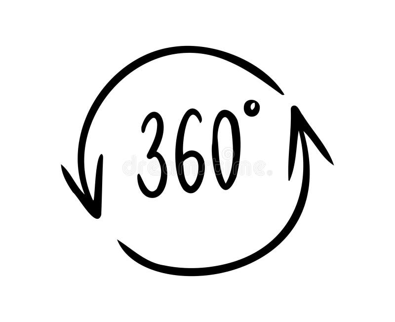 Doodle 360 Degree. Hand Drawn Outline Style Stock Vector - Illustration ...
