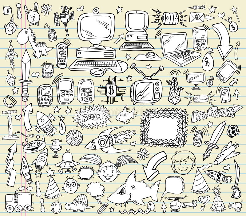 Doodle Design Elements Vector Set Stock Vector - Illustration of ...
