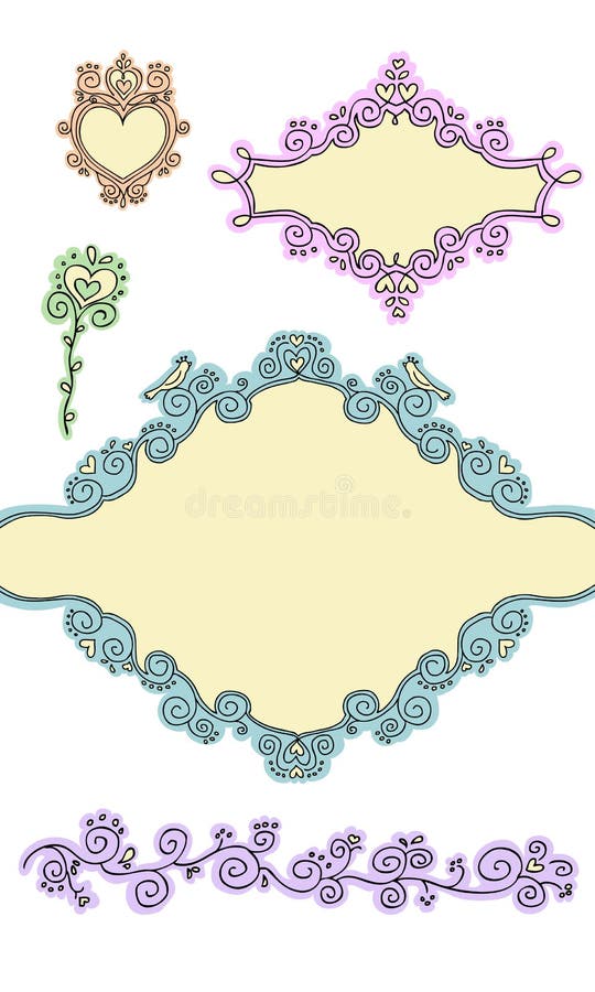 Doodle frames, set 2 stock illustration. Illustration of detailed ...