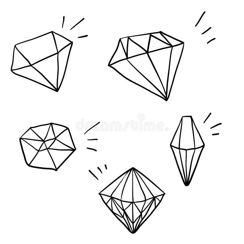 Doodle Diamond Illustration Vector with Hand Drawn Cartoon Style Vector ...