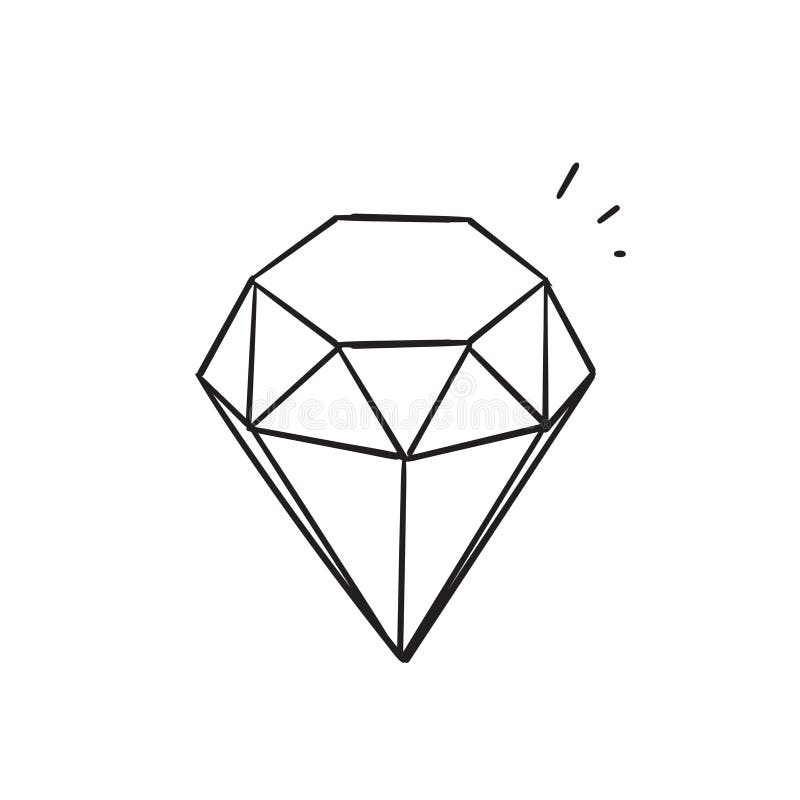 Doodle Diamond Illustration Vector Isolated with Drawing Style Stock ...