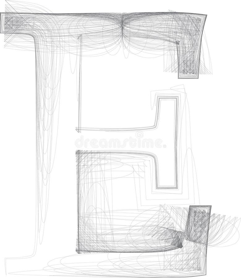 Doodle Digital Drawn Sketch LETTER E Stock Vector - Illustration of ...