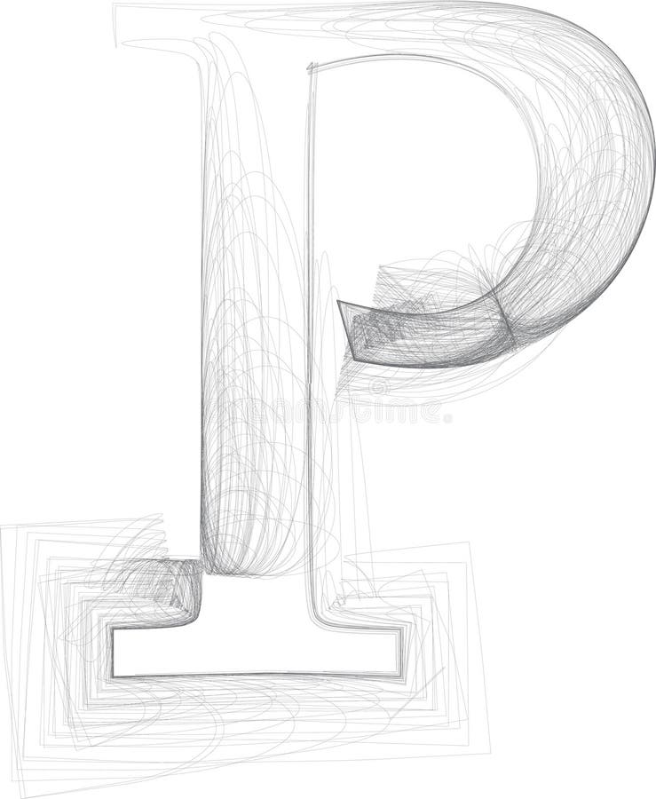 Doodle Digital Drawn Sketch LETTER P Stock Vector - Illustration of ...