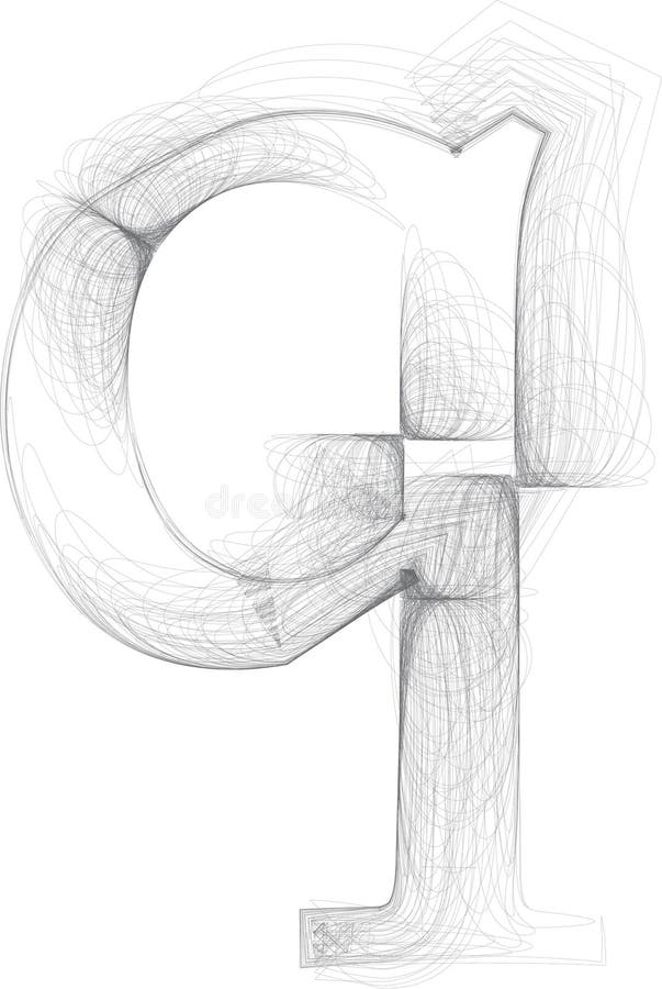 Doodle Digital Drawn Sketch Letter Q Stock Vector - Illustration of ...