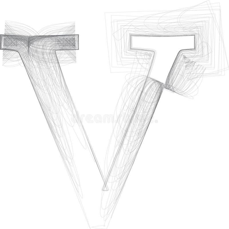 Doodle Digital Drawn Sketch LETTER V Stock Vector - Illustration of ...