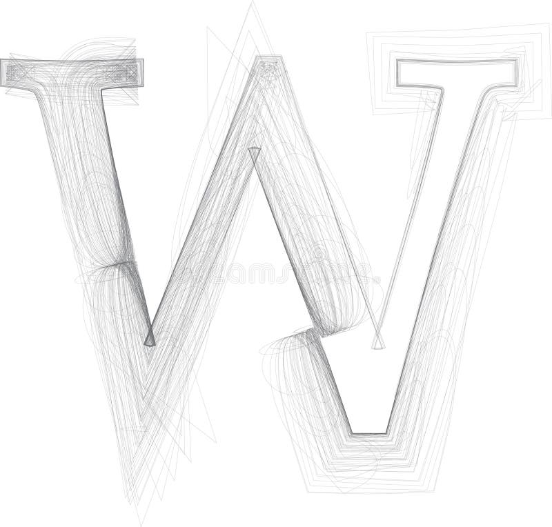 Doodle Digital Drawn Sketch LETTER W Stock Vector - Illustration of ...