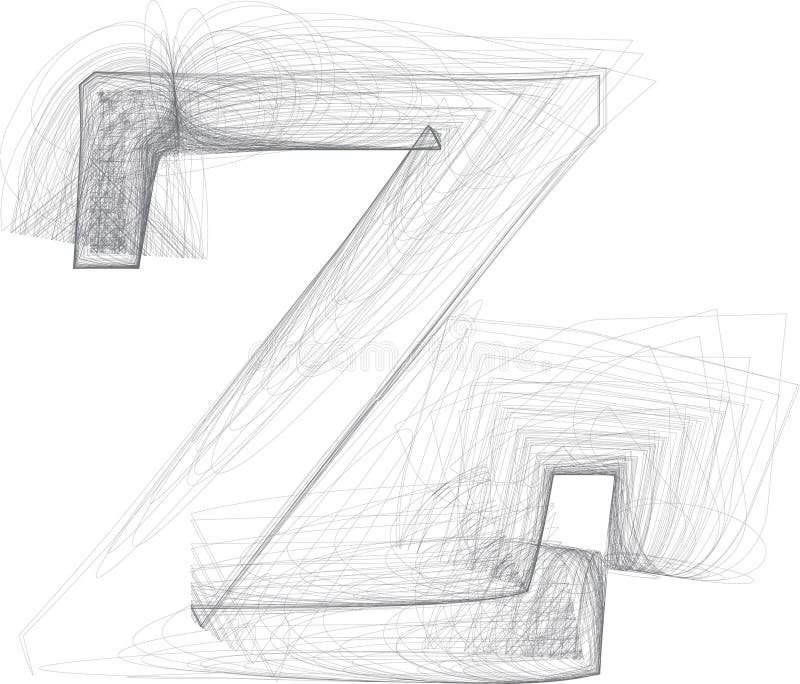 Doodle Digital Drawn Sketch Letter Z Stock Vector - Illustration of ...