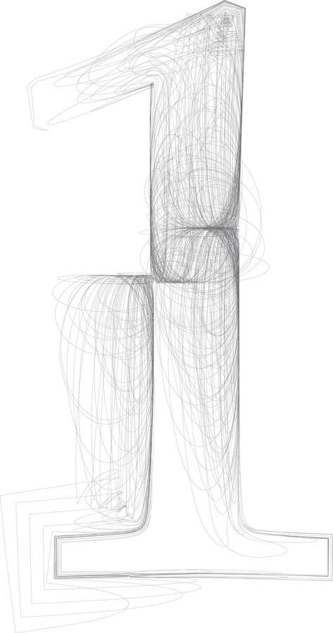 Doodle Digital Drawn Sketch NUMBER 1 Stock Vector - Illustration of ...