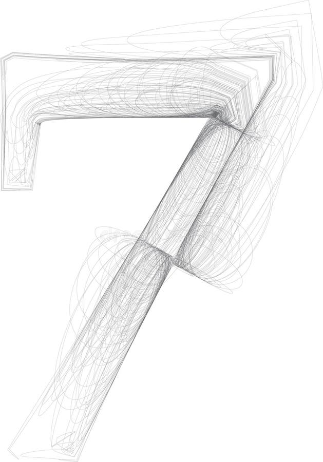 Doodle Digital Drawn Sketch NUMBER 7 Stock Vector - Illustration of ...