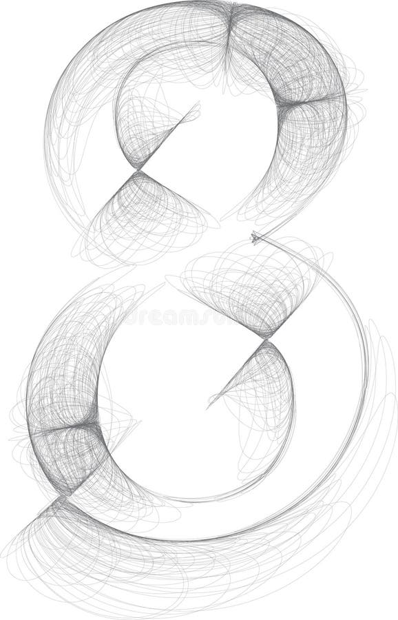 Doodle Digital Drawn Sketch NUMBER 8 Stock Vector - Illustration of ...