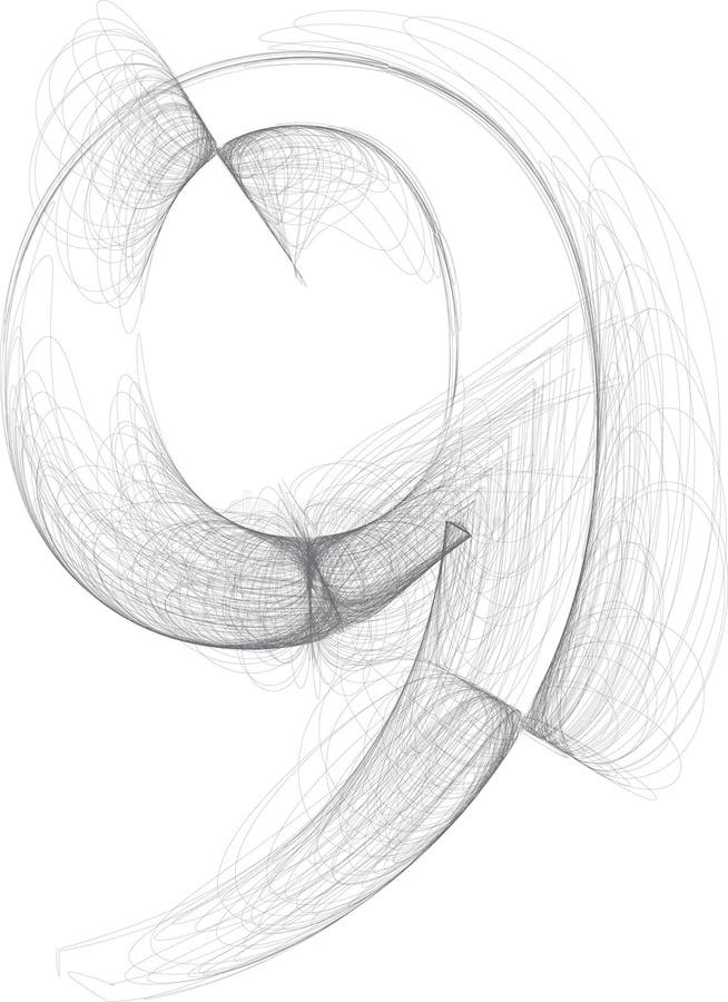 Doodle Digital Drawn Sketch NUMBER 9 Stock Vector - Illustration of ...