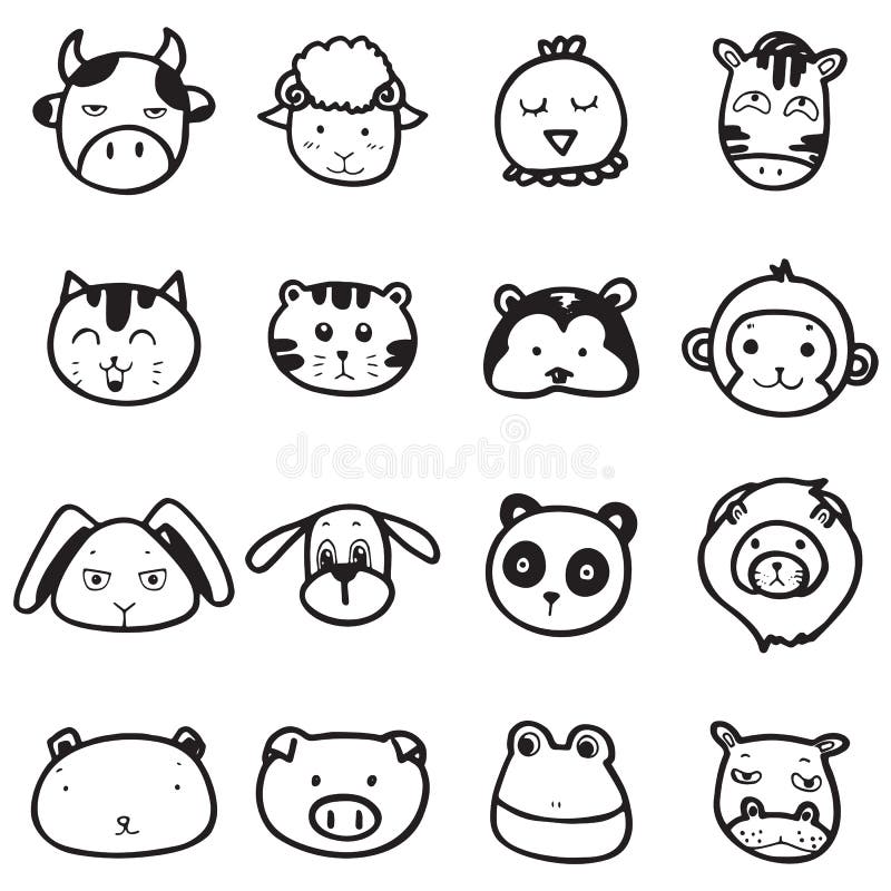 Doodle Drawing Animal Face Emotion Stock Vector - Illustration of cute ... Doodle Drawing Animal Face Emotion Stock Vector - Illustration of cute ...